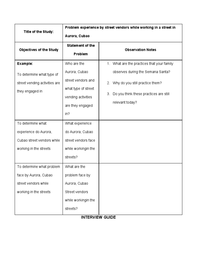 Interview Guide and Observation Sheet | PDF | Cognitive Science | Cognition