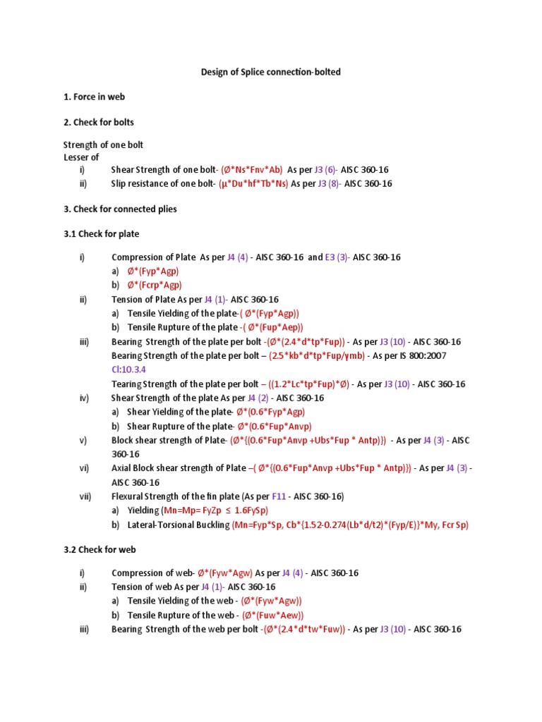 Design Considerations and Strength Calculations for Bolted Splice ...