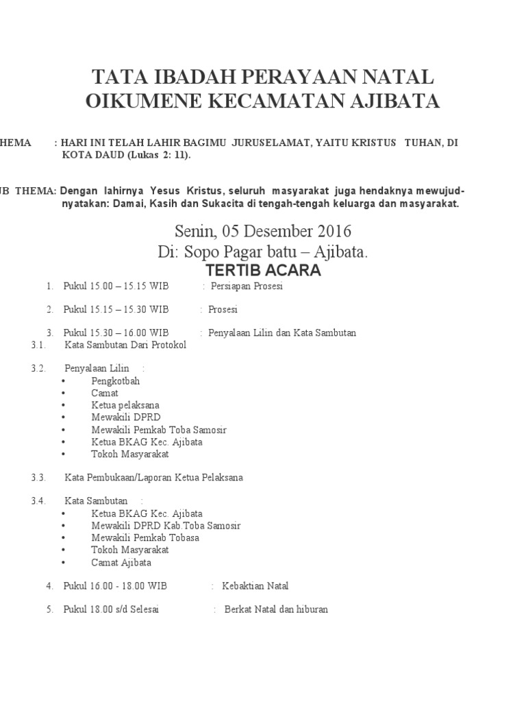 Tata Ibadah Natal Oikumene 2024 | PDF