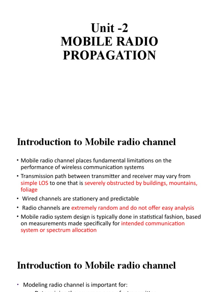 Unit - 2 Mobile Radio Propagation | PDF | Diffraction | Radio Propagation