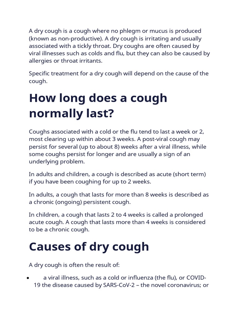 How Long Does A Cough Normally Last? | PDF | Cough | Respiratory Diseases