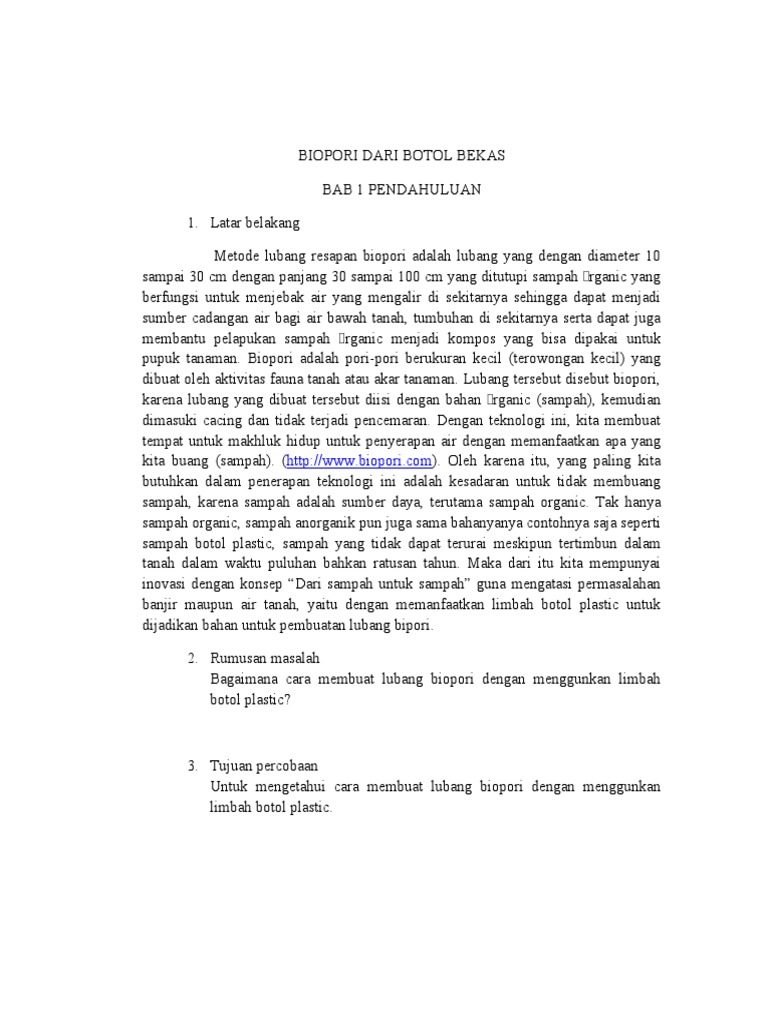 Biopori Dari Botol Bekas | PDF | Sains & Matematika