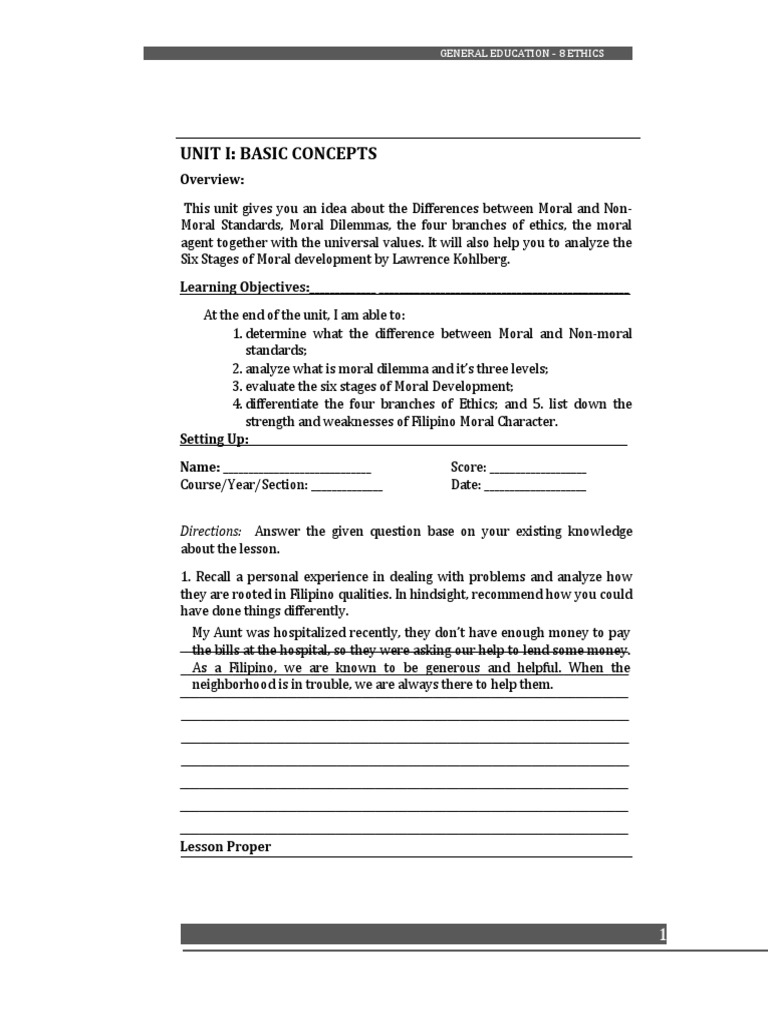 Ethics First Unit | Download Free PDF | Value (Ethics) | Morality