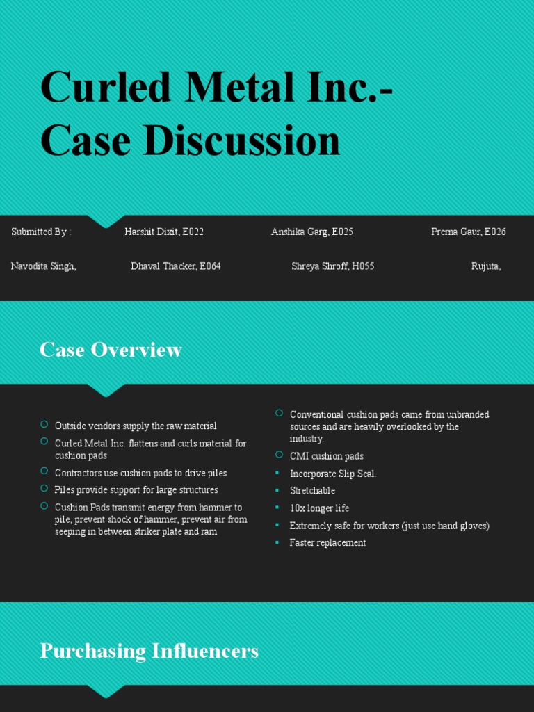 Curled Metal Inc.-Case Discussion Curled Metal Inc. - Case Discussion ...