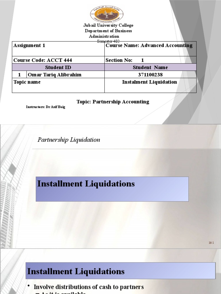 Advanced Accounting-Assignment-1 | PDF | Partnership | Liquidation