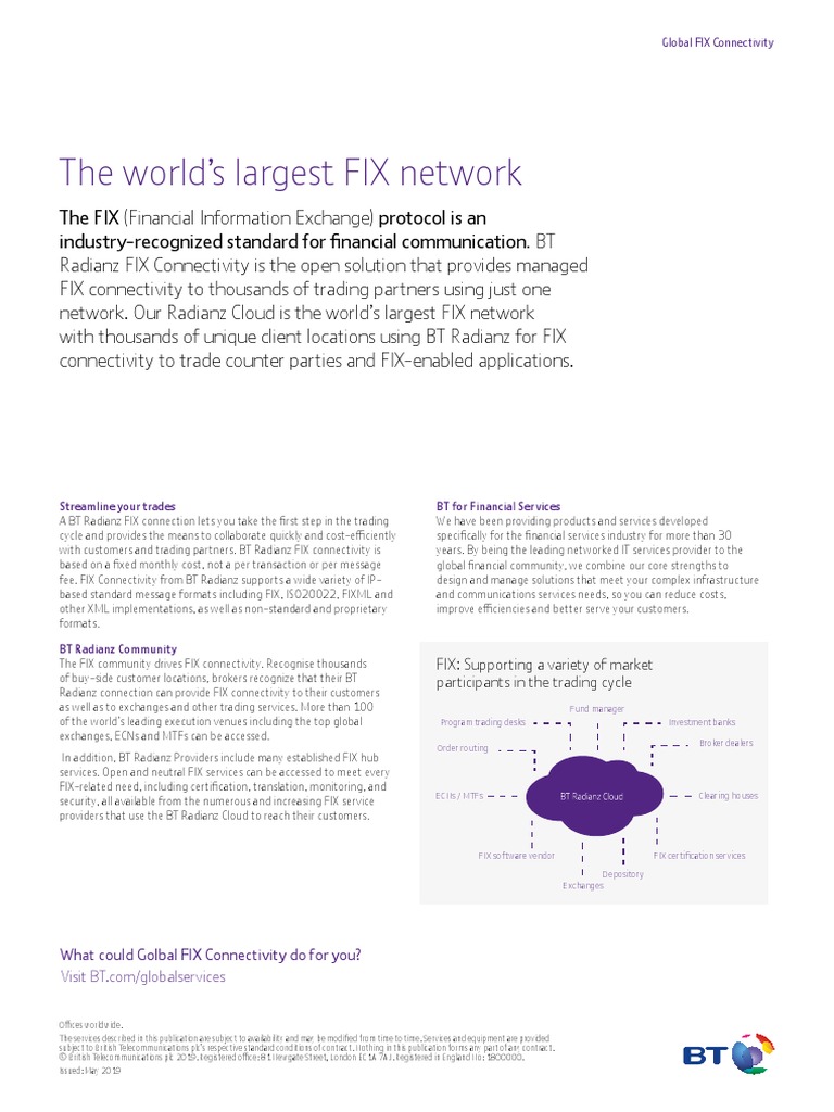BT Global Radianz The Worlds Largest FIX Network June 2019 | PDF ...
