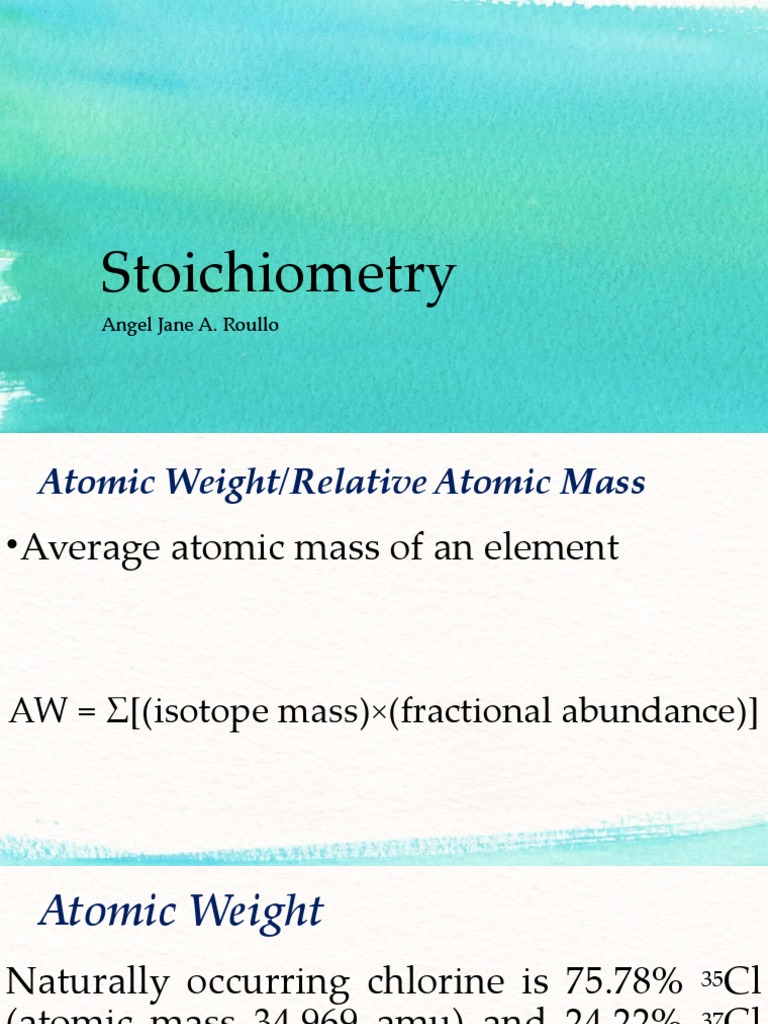 Stoichiometry: Angel Jane A. Roullo | Download Free PDF | Mole (Unit ...