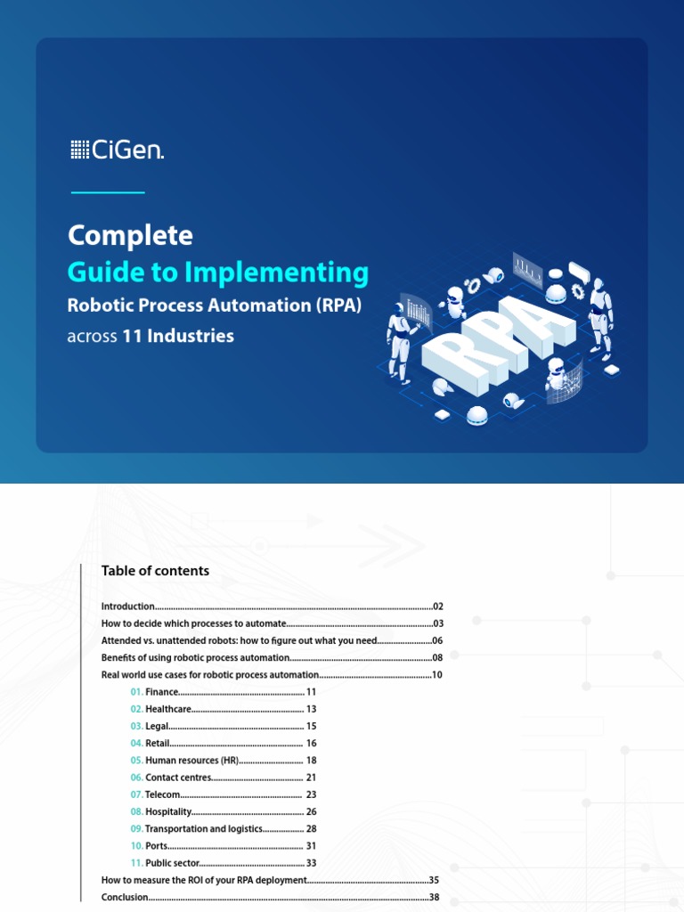 CiGen Free Ebook Complete Guide To Implementing Robotic Process Automation RPA Across 11 ...