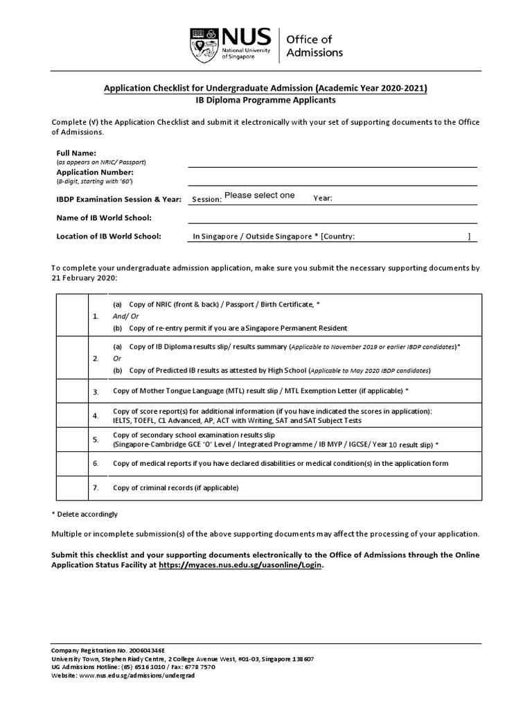 Ib Application Checklist | PDF | University And College Admission ...