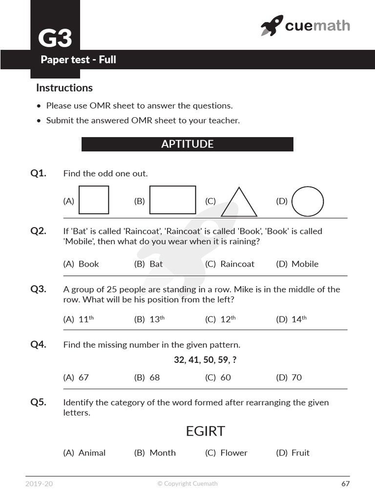 Paper Test - Full: Instructions | PDF | Teaching Mathematics | Nature