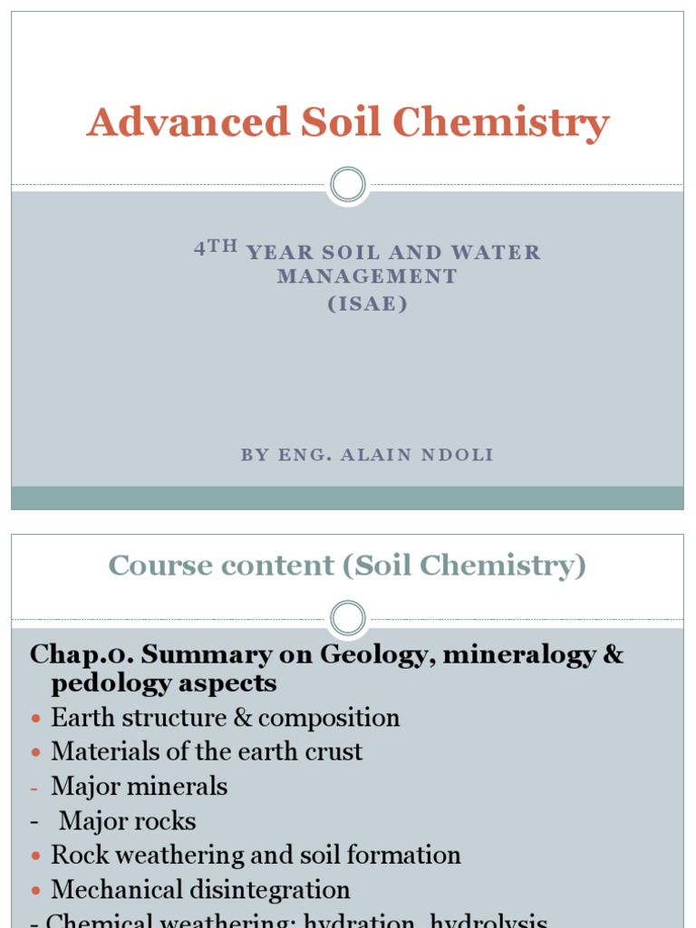 Soil Chemistry-ISAE | PDF | Weathering | Soil