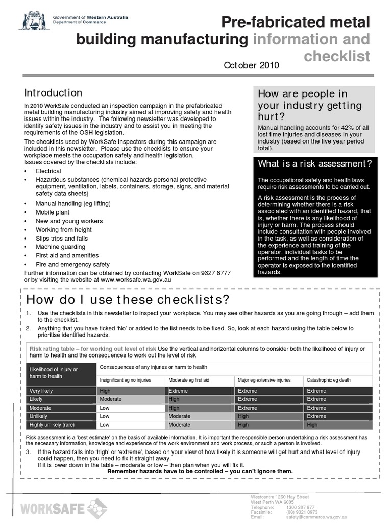 Pre-Fabricated Metal Building Manufacturing: Information and Checklist ...