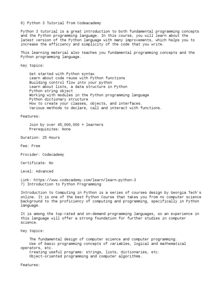 A Comprehensive Guide to Python Learning Resources: Codecademy, edX ...