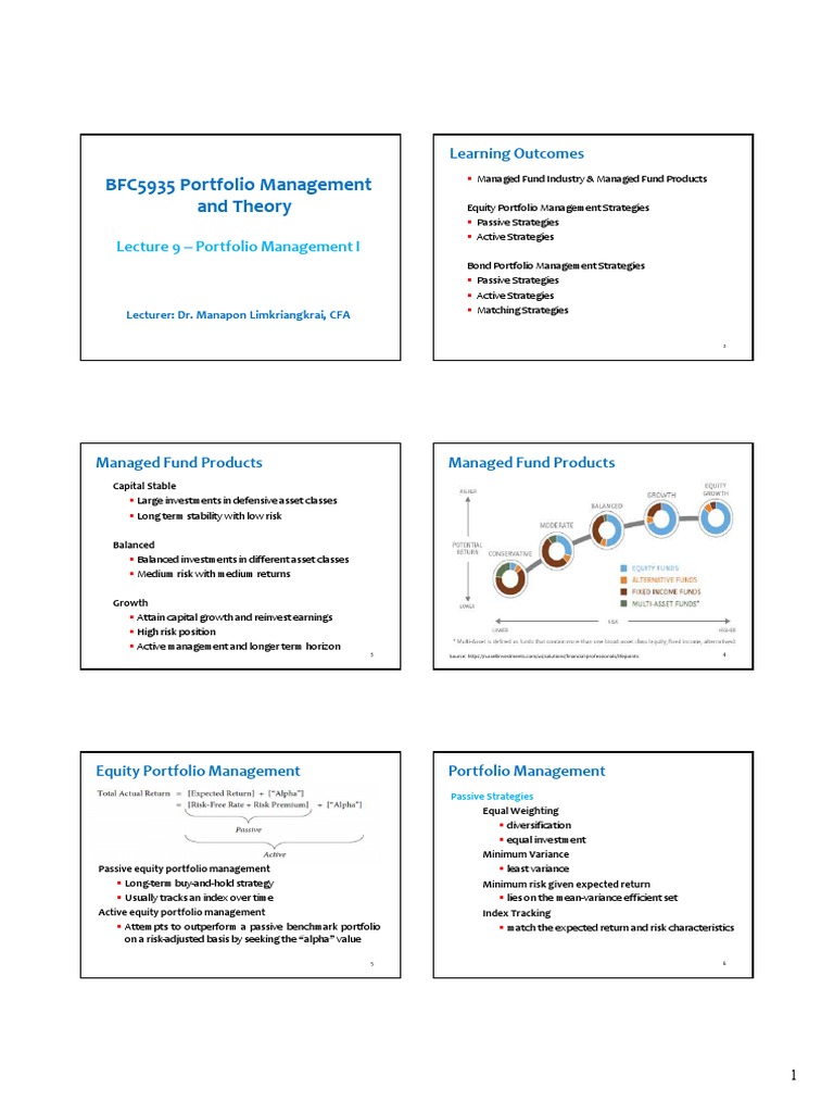 BFC5935 Portfolio Management and Theory: Learning Outcomes | PDF ...
