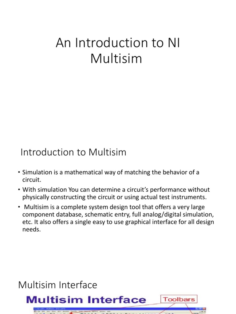 Introduction to Multisim Interface | PDF