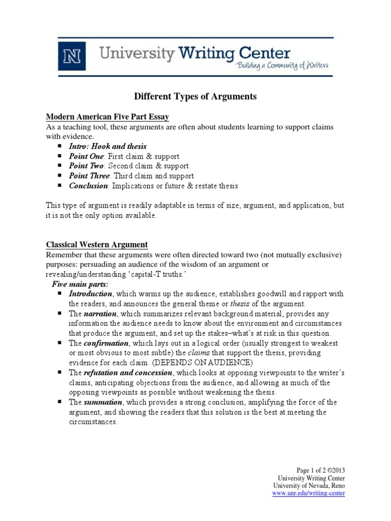 Different Types of Arguments | PDF | Argument | Essays