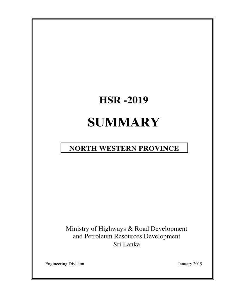 HSR 2019 Summary NWP PDF | PDF | Asphalt | Concrete