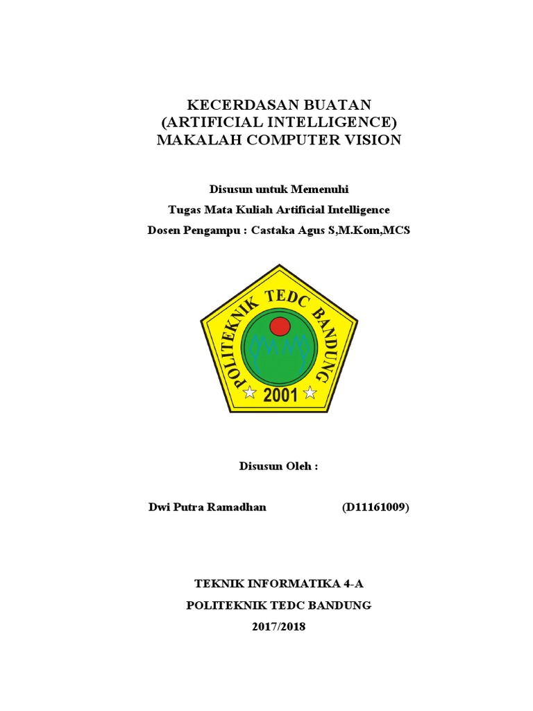 Kecerdasan Buatan (Artificial Intelligence) Makalah Computer Vision | PDF