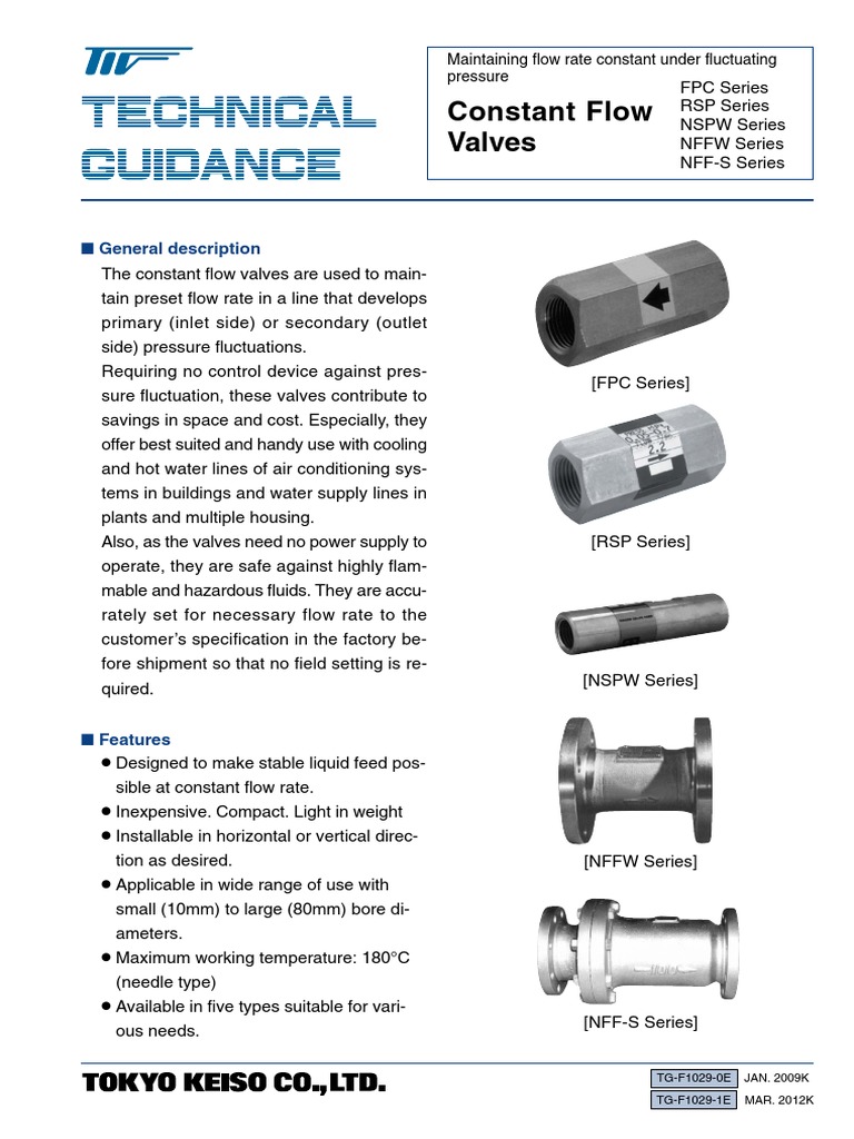 Constant Flow Valves: General Description | PDF | Valve | Fluid Dynamics