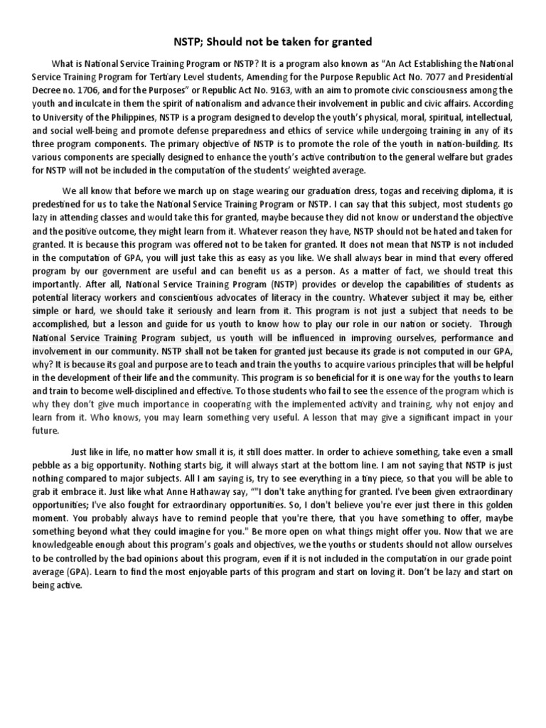 NSTP | PDF | Literacy | Learning