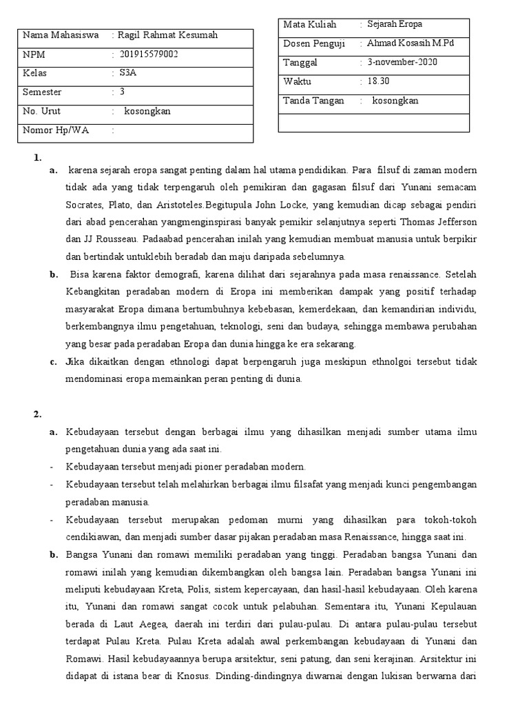 Ragil Rahmat Kesumah - S3A - Sejarah Eropa | PDF