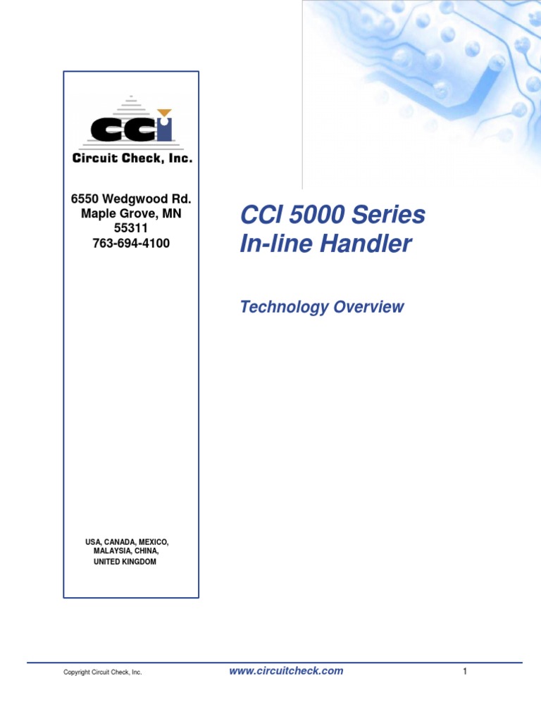 CCI 5000 Series In-Line Handler: Technology | PDF | Automation ...