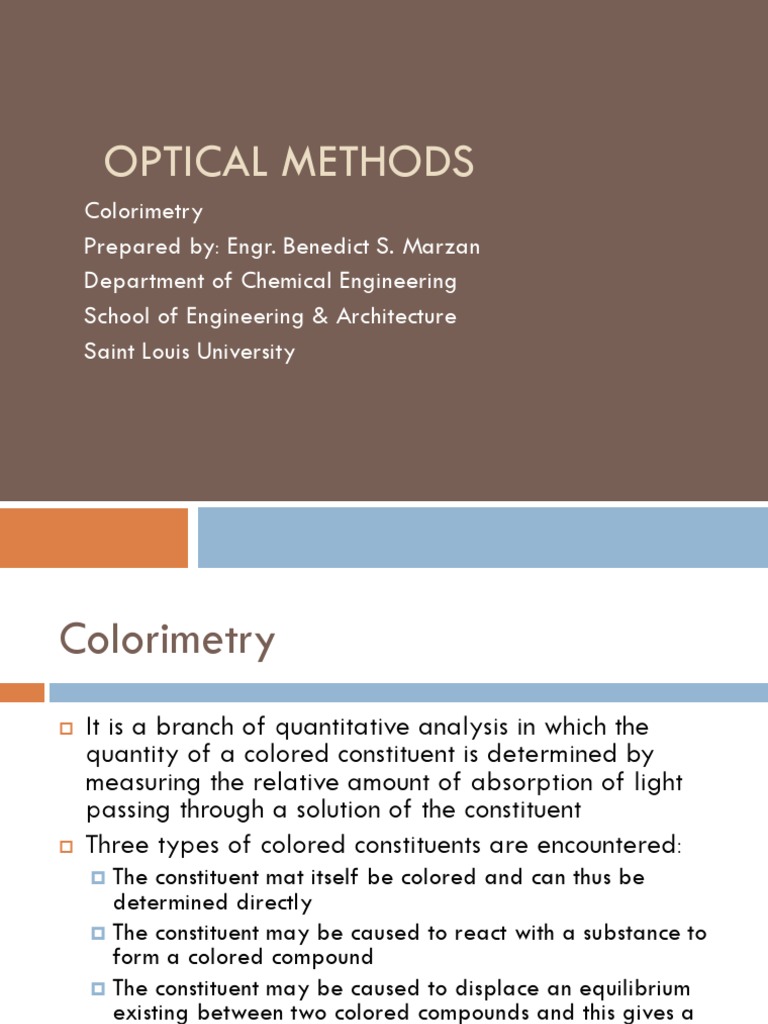 Optical Methods PT 2 PDF | PDF | Absorbance | Analytical Chemistry