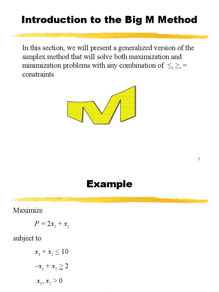 Introduction To The Big M Method | PDF | Computational Science ...