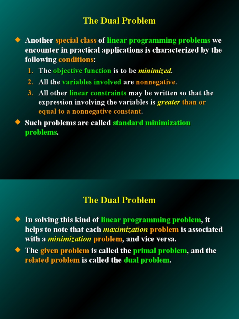 Linear Programming Dual Problem Guide | PDF | Linear Programming ...