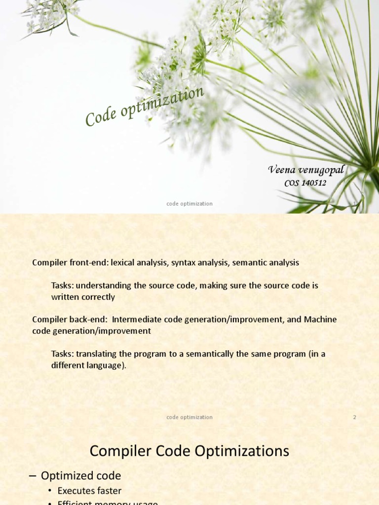 Codeoptimization-150703103332-Lva1-App6892 PDF | PDF | Control Flow | Program Optimization