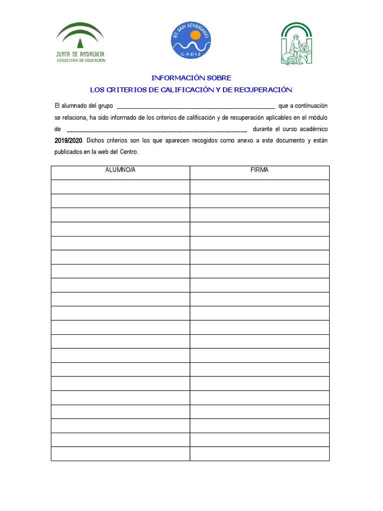 Hoja de Firmas para Criterios de Calificación | PDF