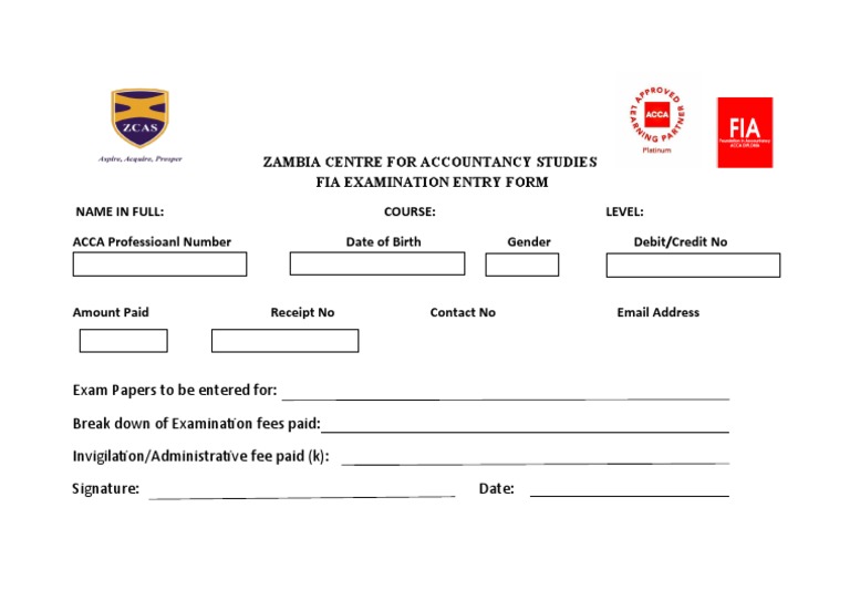 FIA Examination Entry Form 2025 | PDF