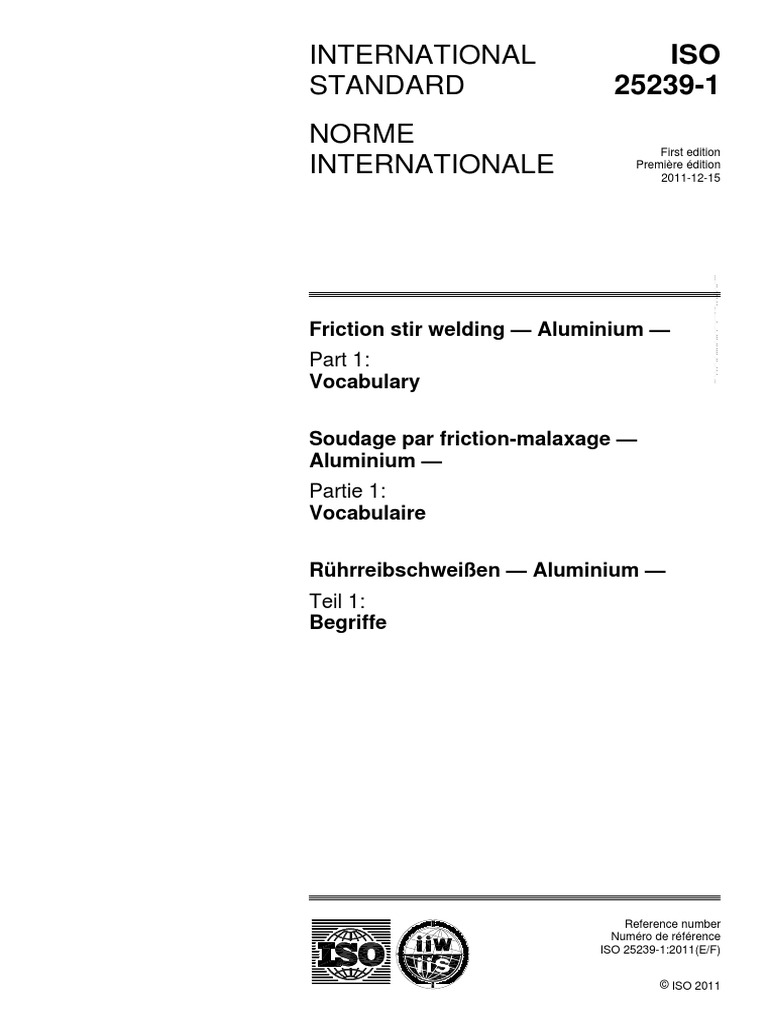 Iso 25239-1 - 2011 PDF | PDF | Soudage | Construction
