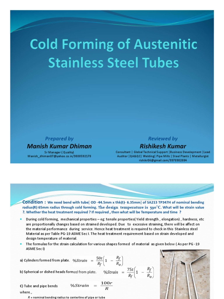 Cold Forming and Heat Treatment Requirement of Austenitic Stainless ...