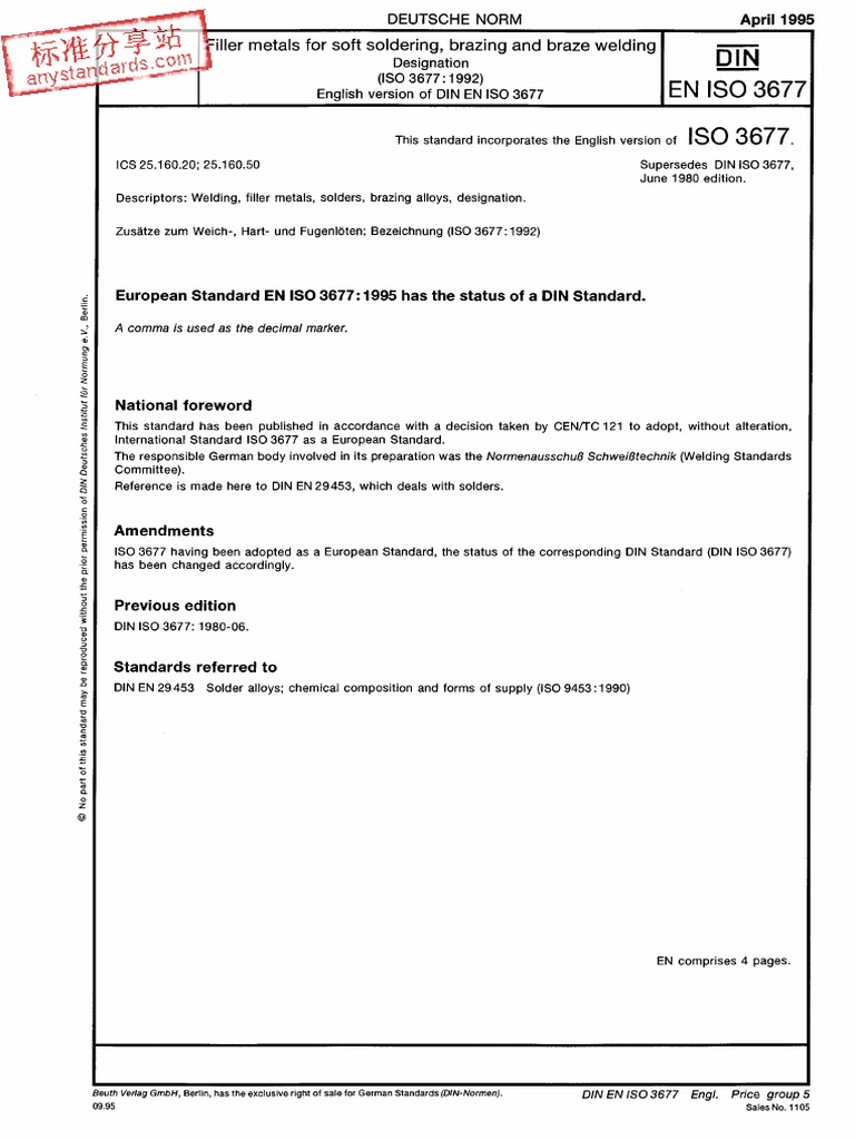 Din en Iso 3677-1995 | PDF