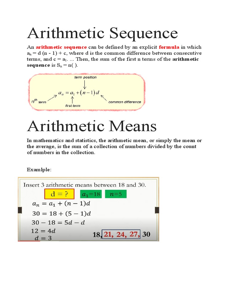 Arithmetic Sequence Formula | PDF