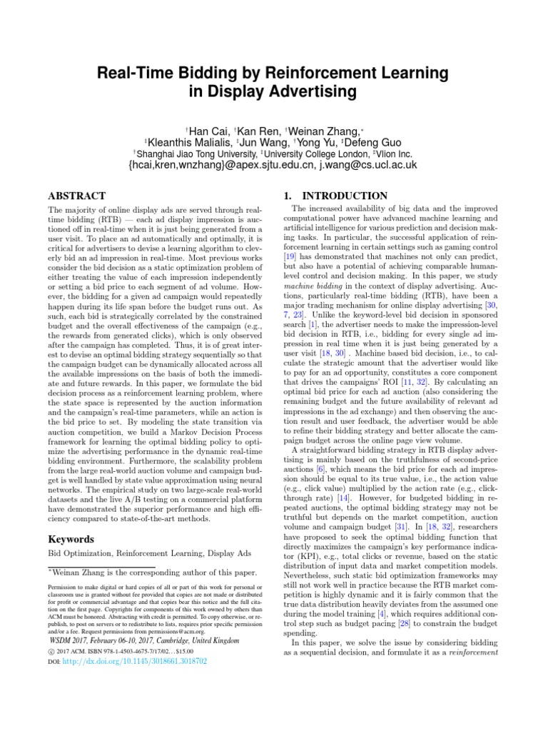 Real-Time Bidding by Reinforcement Learning in Display Advertising ...