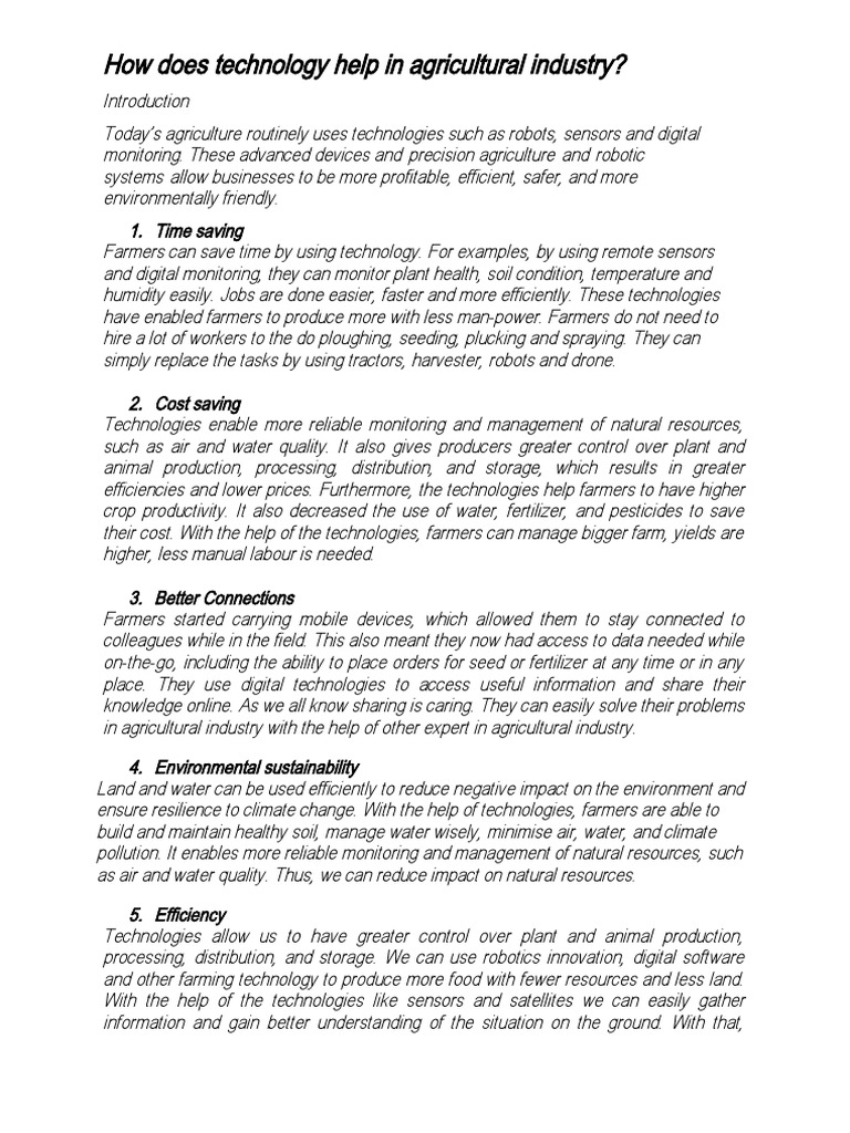 How Does Technology Help in Agricultural Industry | PDF | Agriculture ...