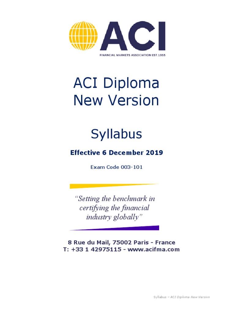 ACI Diploma Syllabus Overview | PDF | Greeks (Finance) | Bonds (Finance)