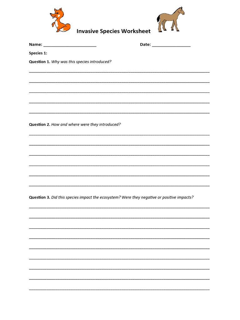 Invasive Species Worksheet: Name: - Date | Download Free PDF ...