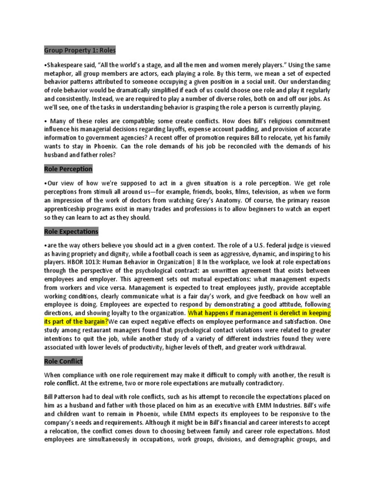 Group Property 1: Roles: Role Perception | PDF | Stereotypes | Group ...