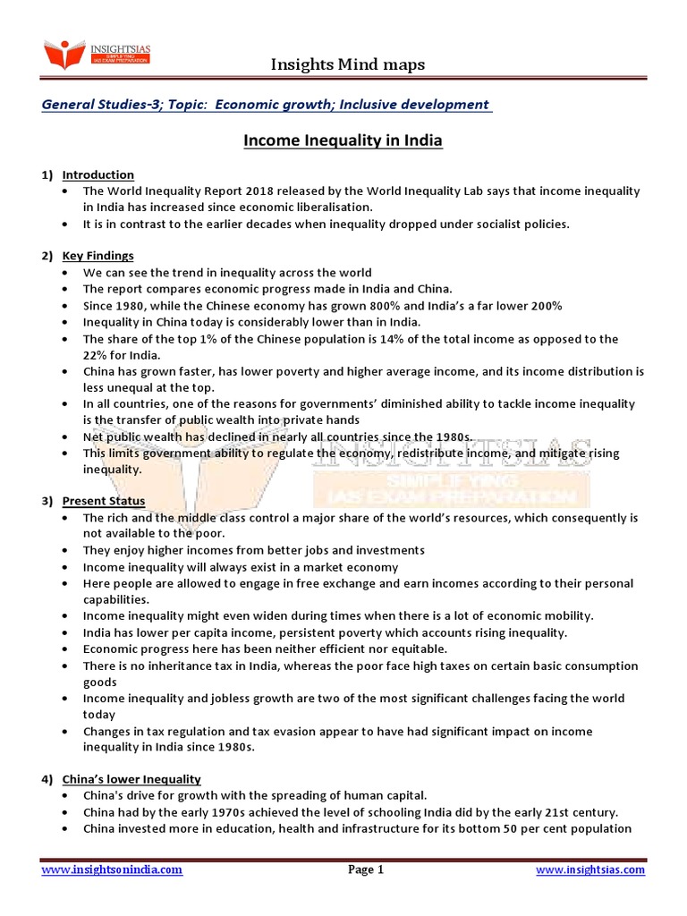 Insights Mind Maps: Income Inequality in India | PDF | Economic ...