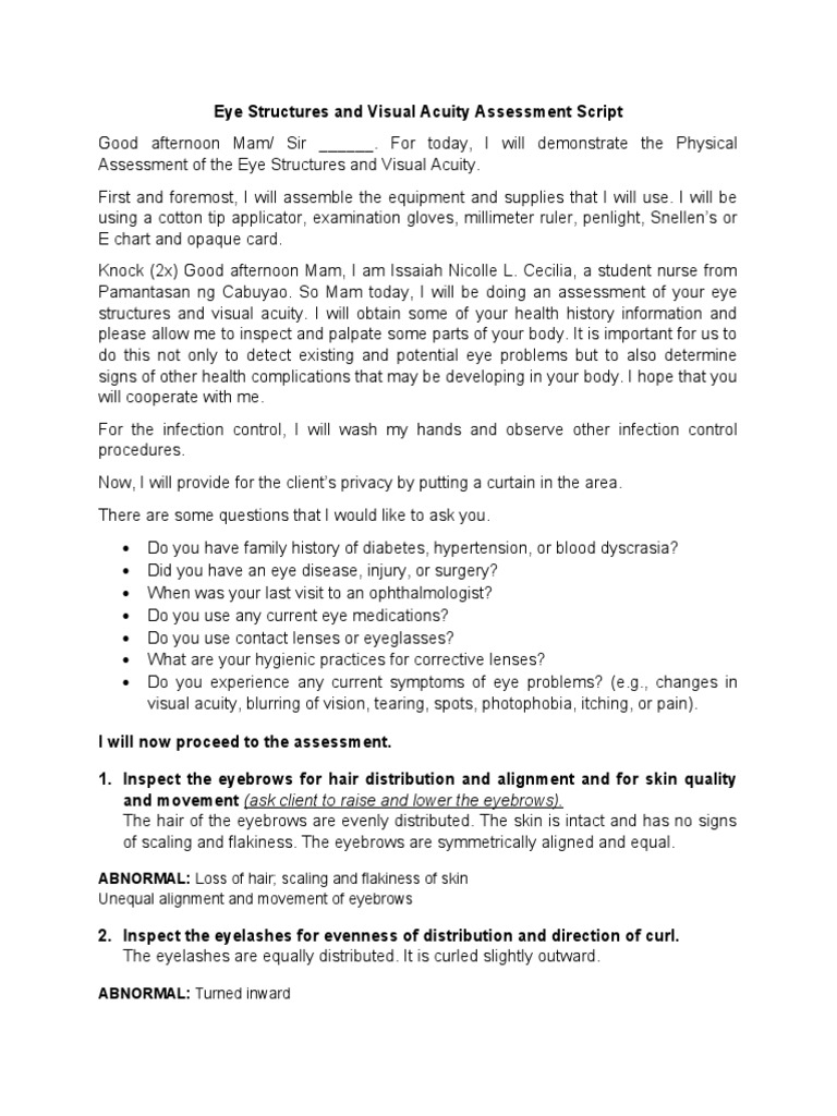 Script On Assessment | PDF | Ear | Human Anatomy