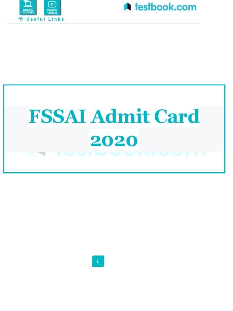 FSSAI Admit Card 2020 | PDF
