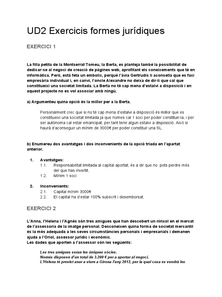 UD2 Exercicis Formes Jurídiques | PDF