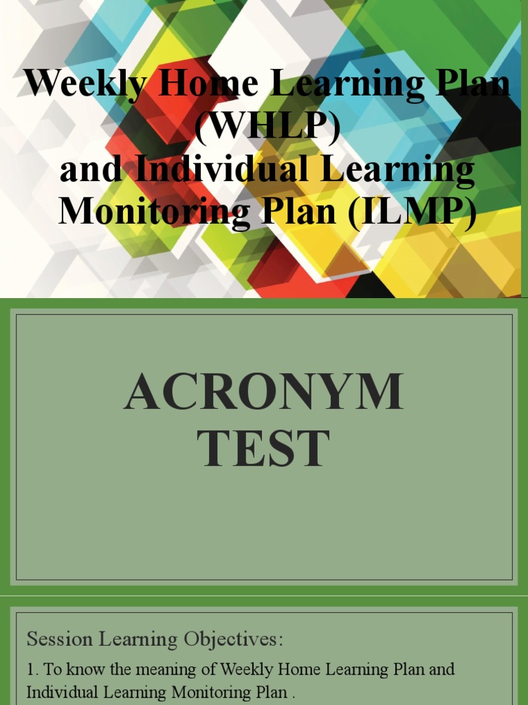 Weekly Home Learning Plan (WHLP) and Individual Learning Monitoring ...