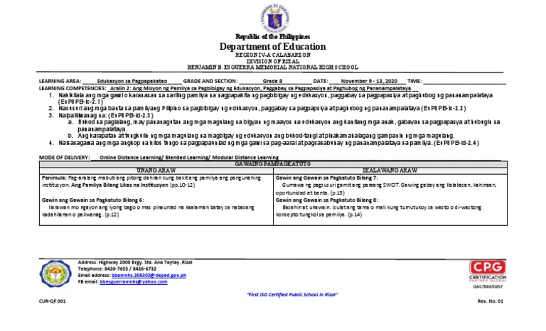 EsP G8 WHLP WK 2 | PDF