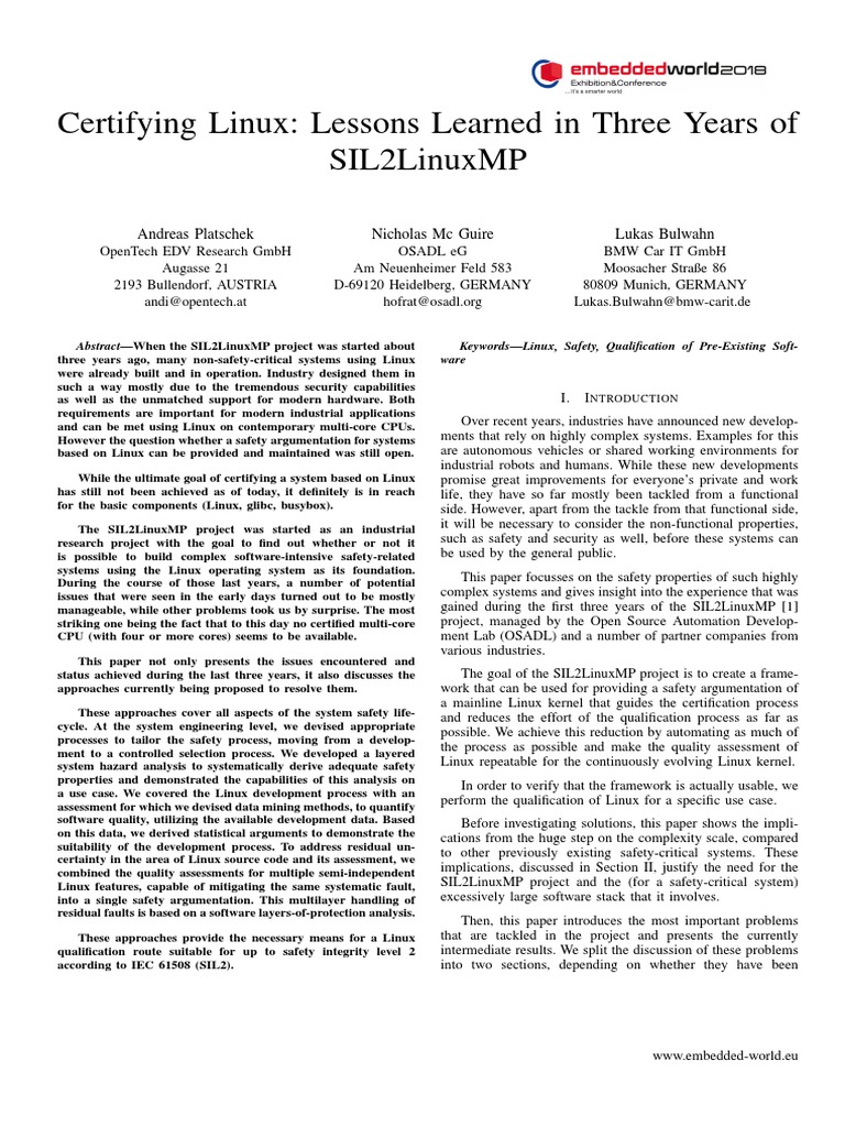 Certifying Linux: Lessons Learned in Three Years of Sil2Linuxmp | PDF ...