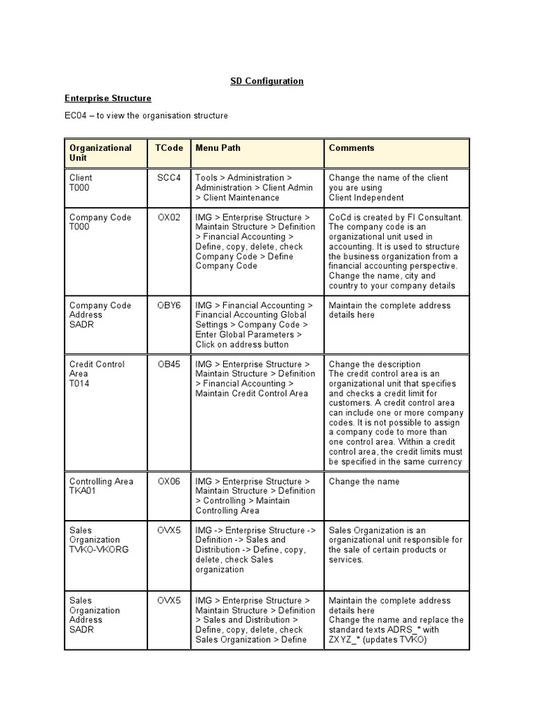 SD Enterprise Structure Config | PDF | Logistics | Computer Science