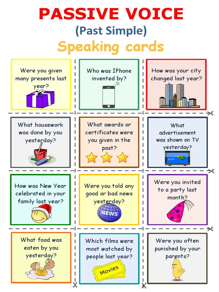 Passive Voice Past Simple Speaking Cards CLT Communicative Language ...